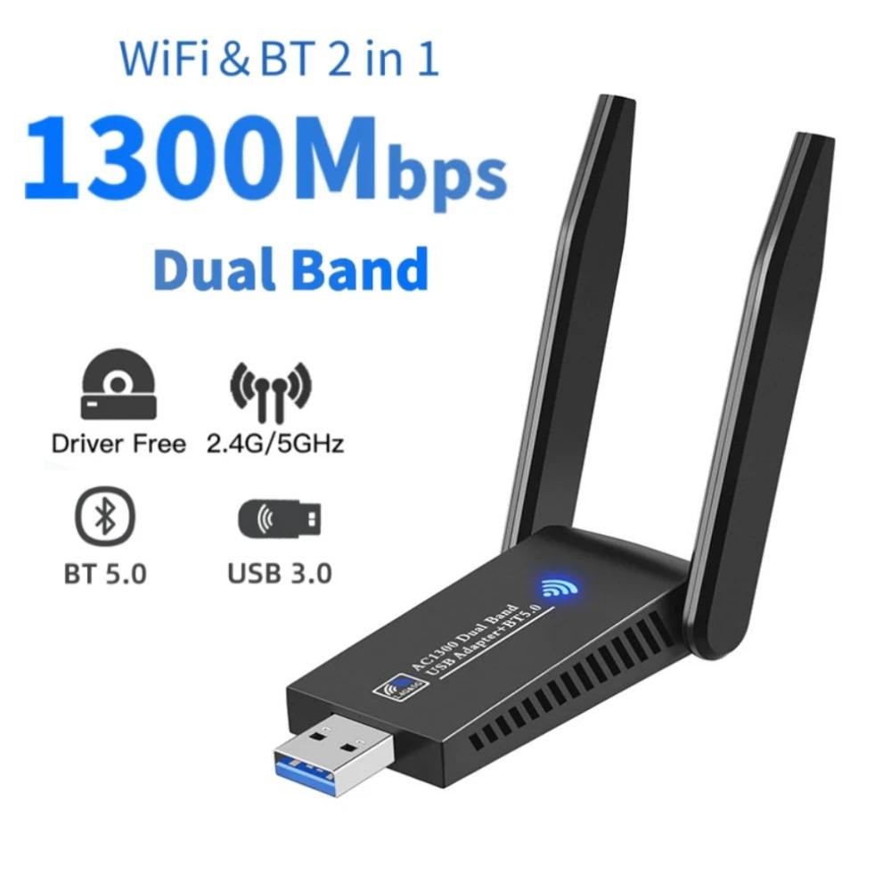 1300Mbps USB 3.0 Wireless Network Card Bluetooth 5.0 WIFI 6 Adapter ...