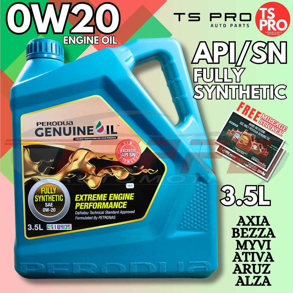 Perodua Genuine 0W20 API/SN Fully Synthetic Engine Oil Minyak Hitam 3 ...