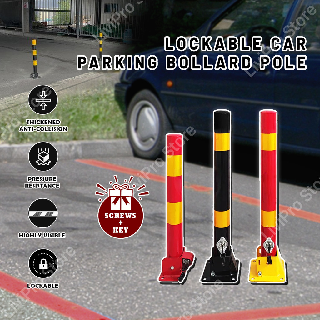 Parking Barrier Pole Vehicle Security Car Bollard Safety Post Lock ...