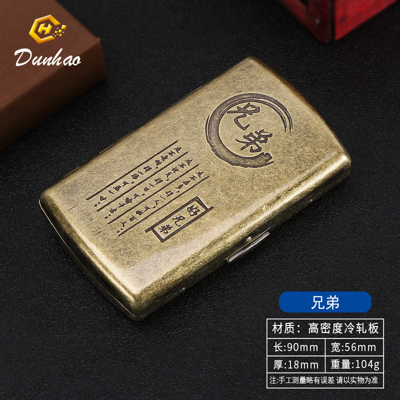 New Bronze Cigarette Case Portable Engraved Men 12 Pieces Flip Metal ...