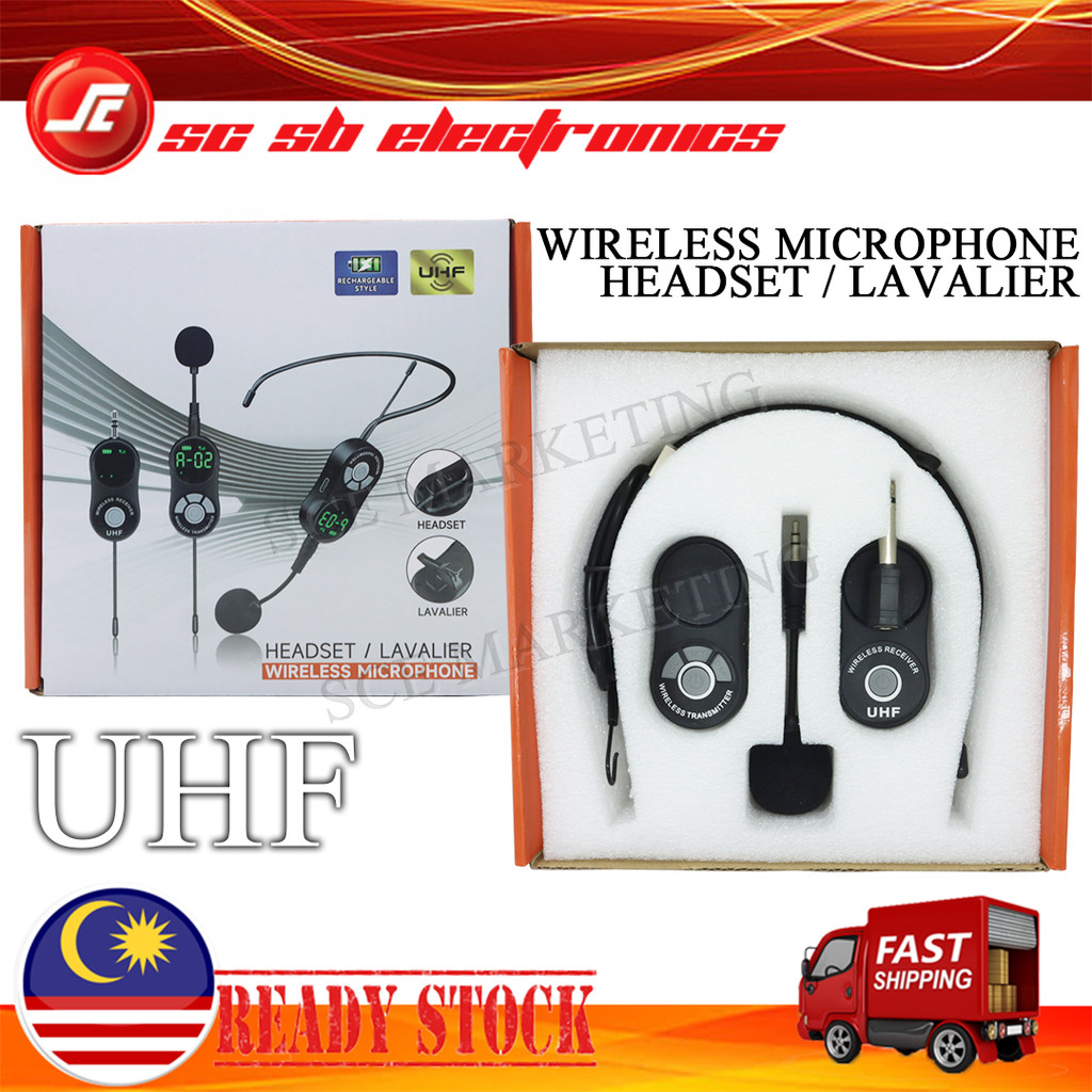 HS-1 / HS-2 UHF MICROPHONE WIRELESS 2 IN 1 HEADSET / LAVALIER MIC ...