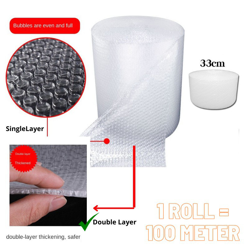 BUBBLE WRAP DOUBLE LAYER (100m) / Air Bubble Wrap Borong Murah 泡泡纸 气泡膜 包装 | Shopee Malaysia