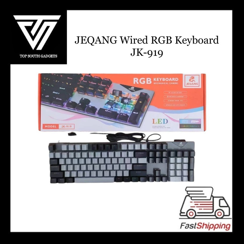 Jeqang JK-919 Mechanical Keyboard 104 Key RGB Tri-Mode Wired 2.4G Gasket Structure Hot-swap ...