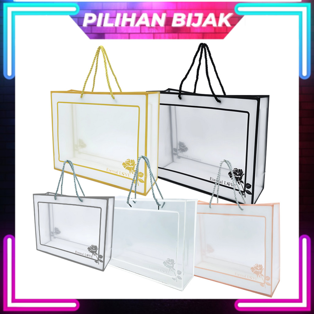 1PC PVC Transparent Paper Bag Window Paper Bag Gift Paper Bag Flower ...
