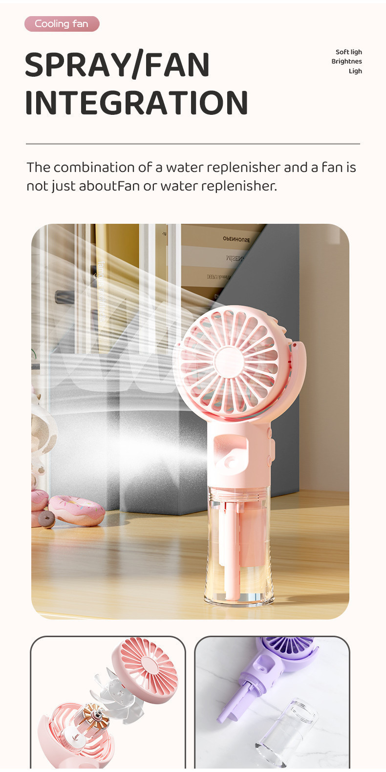 【24h Shipping】High Speed Mini Fan Small Fan Nano Water Spray Nano ...