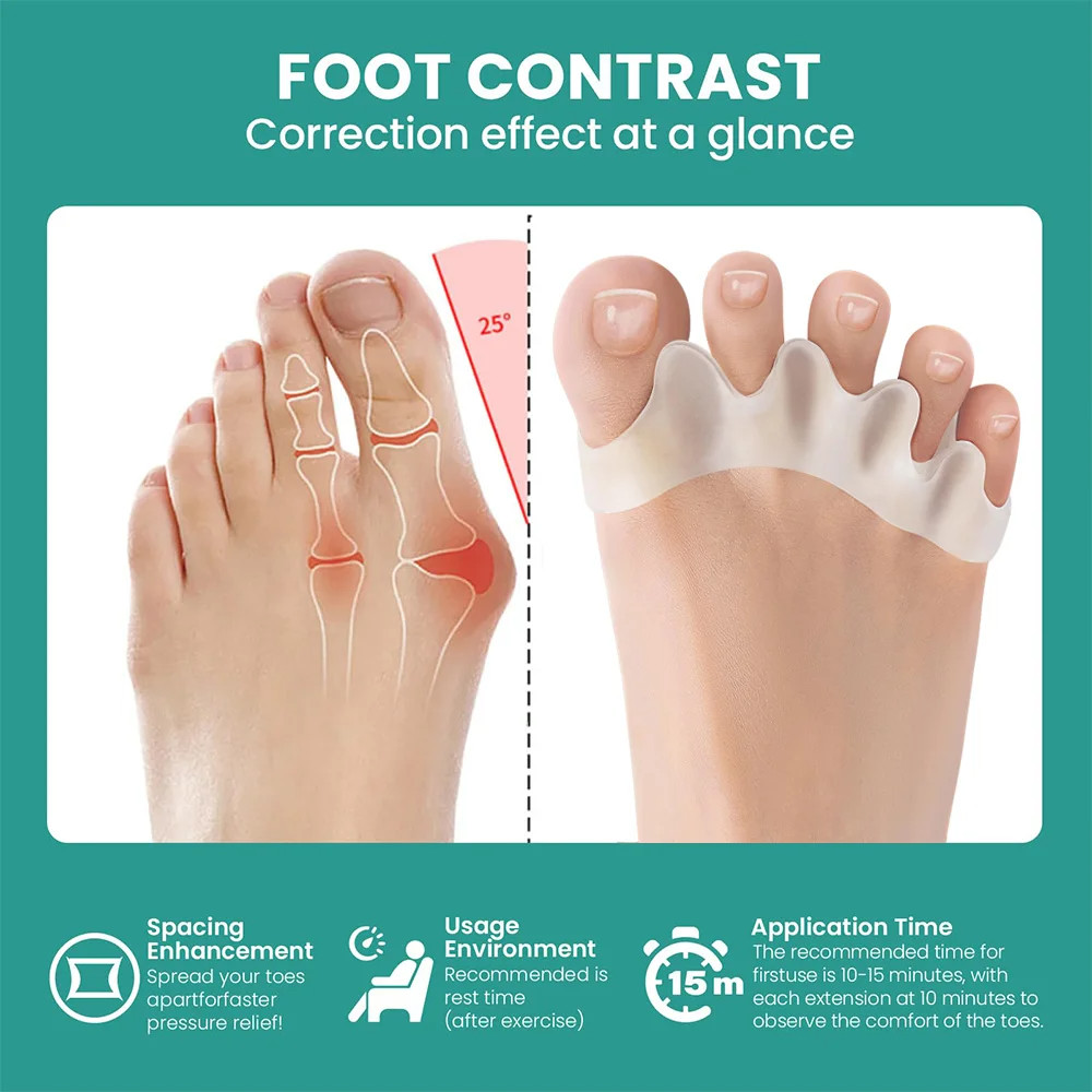 1 Pair Silicone Toe Separator Bunion Corrector Hammer Toe Corrector ...