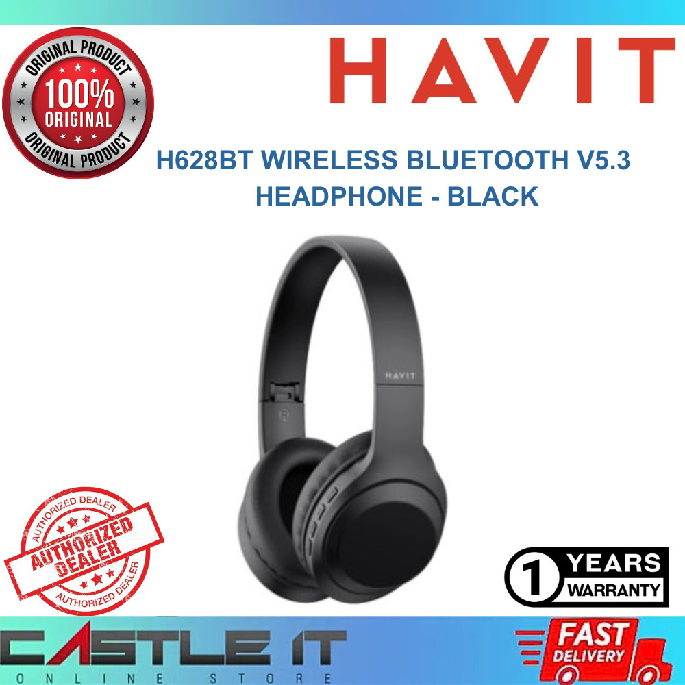 Havit H628BT BLACK Wireless Bluetooth V5.3 Headphone TF Card FM Mode AUX Button Control | Shopee ...