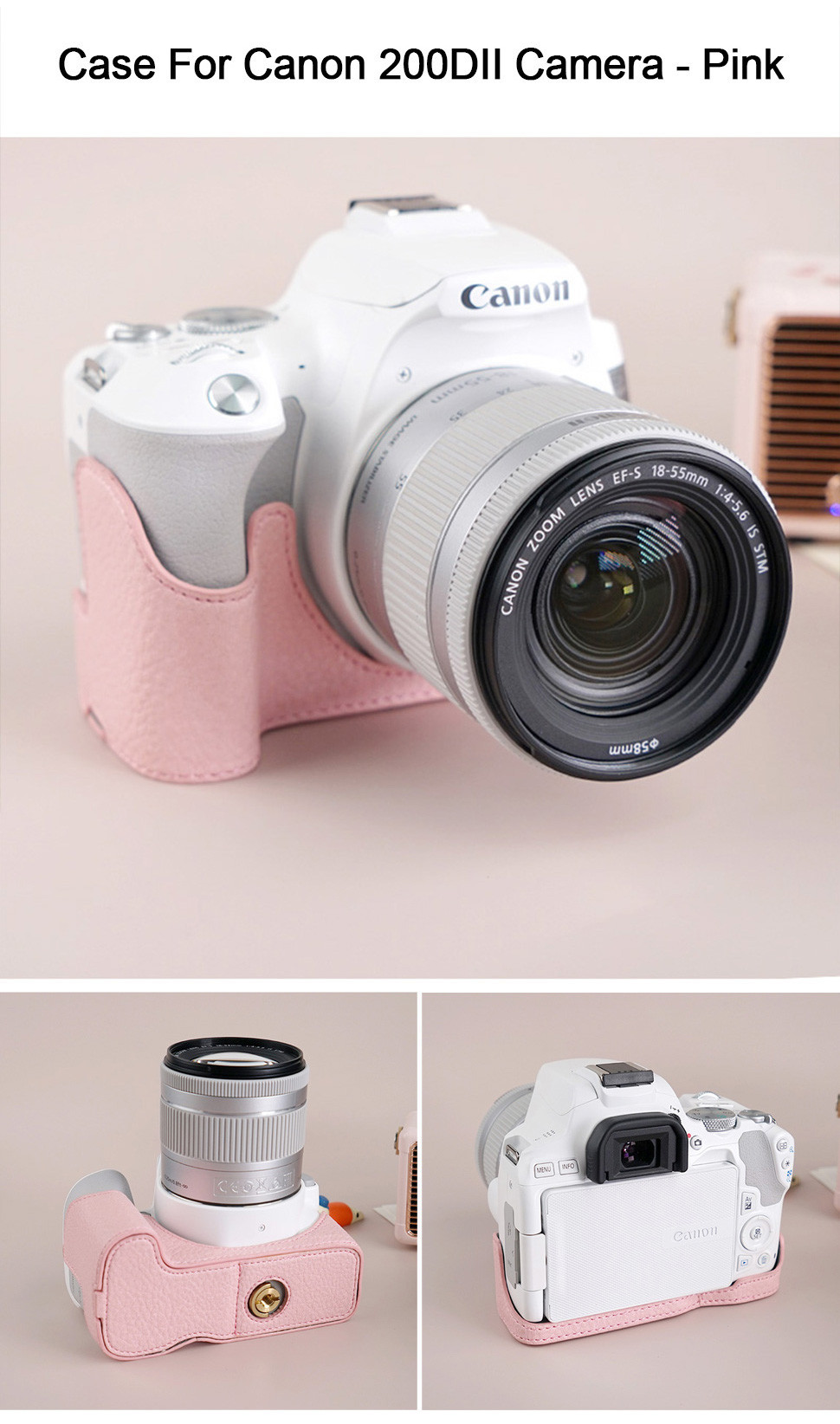 Canon 200D 200DII Leather PU Camera Half Case Base for Canon EOS 200D ...