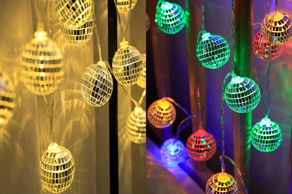 YQ.B Mirror Ball Disco Lights Festive Led String Lights Sparkling Led Disco Ball String Lights ...