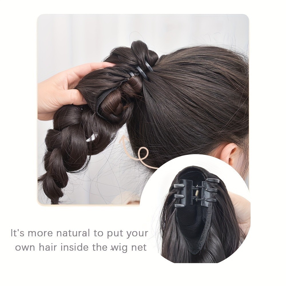 Wig Braids High Ponytail Grab Clip Style Simulation Hair Half-Tie Long ...