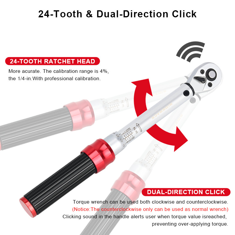 Bicycle Torque Wrench Set 15Pcs 1/4" 2-24Nm Dual Direction Bike Allen Key Tool Socket Spanner ...