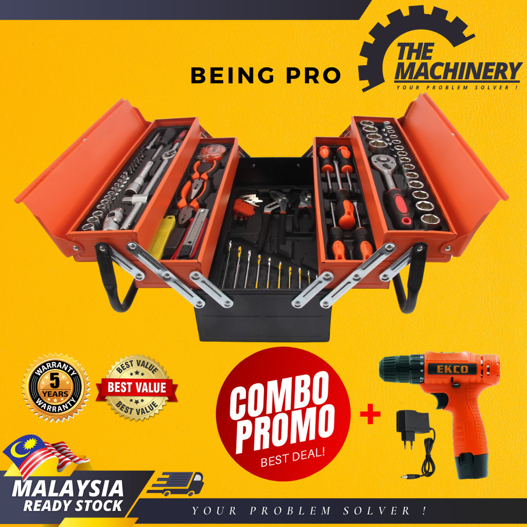 85PCS Tool Box - Heavy Duty Cantilever Metal 85 PCS Set Ratchet Spanner ...