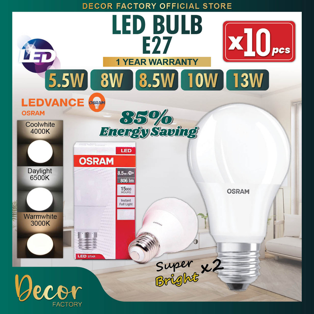 OSRAM [SET 10pcs] OSRAM LED Bulb E27 OSRAM LED Bulb 5.5W / 8W / 8.5W ...