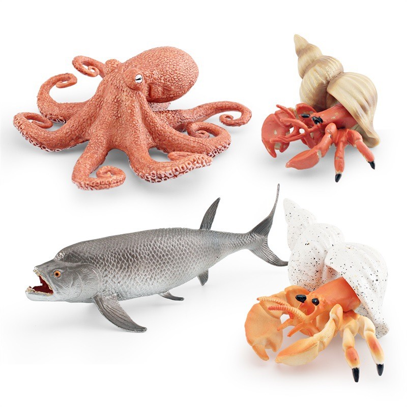 Plastic Octopus Vibrant Figurine Beautiful Swordfish Model And Hermit ...