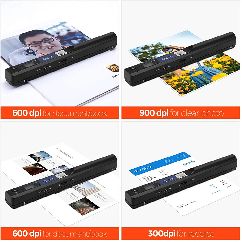 Mini Portable Handheld Scanner iScan 900 DPI A4 Document Scanner for ...