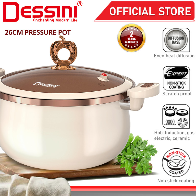 DESSINI ITALY 26CM Pressure Cooker Casserole Induction Non Stick Die ...