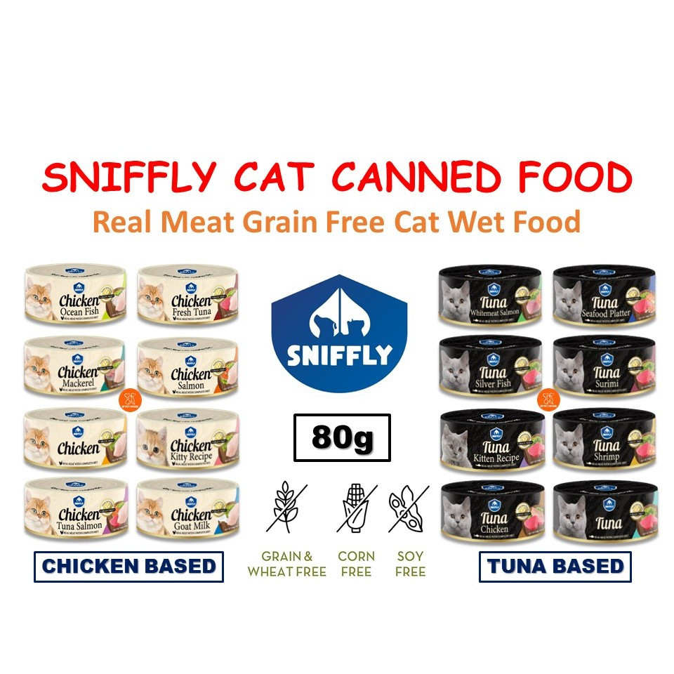 [Box Packing] Sniffly Grain Free Cat Canned Food 80G Real Meat Tuna ...
