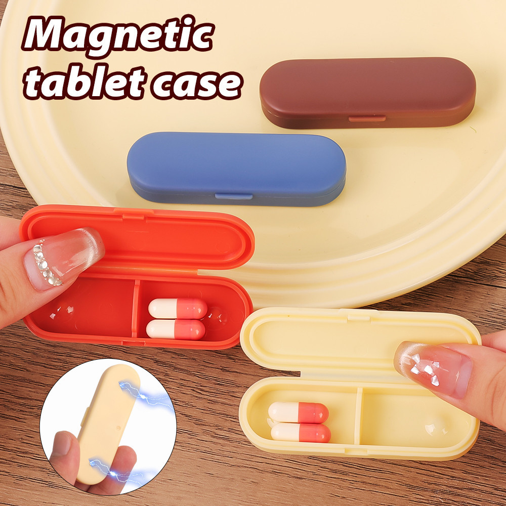 2 Grids Mini Pill Case - Portable Travel Magnetic Pill Box Storage ...