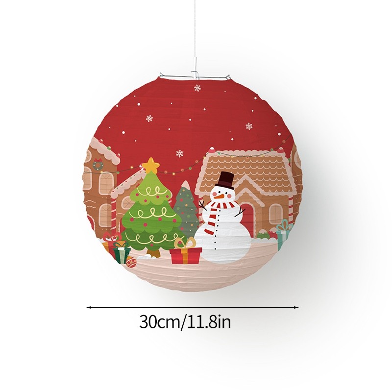 Colorful Christmas Lantern Round Shape Paper Lanterns Creative Festival ...