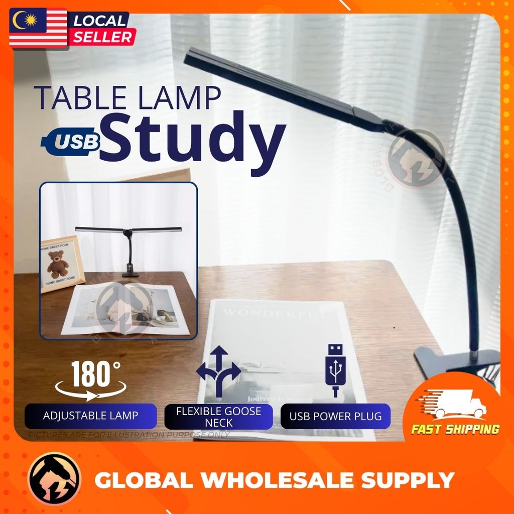 Clip On Study Lamp Flexible Gooseneck Book Reading Lamp Bed Lamp Lampu ...