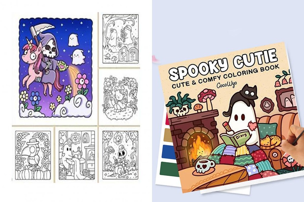 tuingzh Halloween Themed Adult Coloring Book Single Sided Coloring Book ...