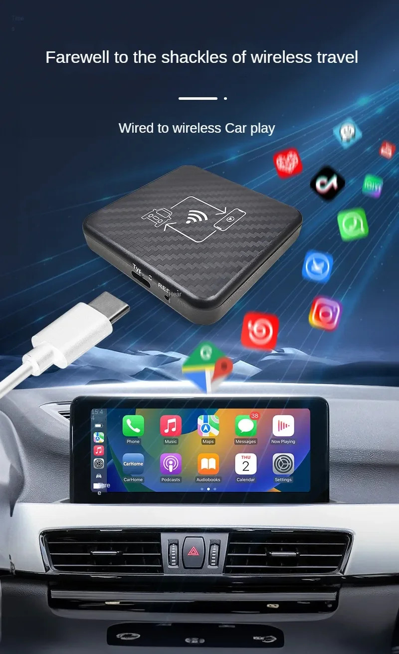 2024 Mini CarAI Box 2in1 Wireless CarPlay Dongle Wireless Android Auto ...