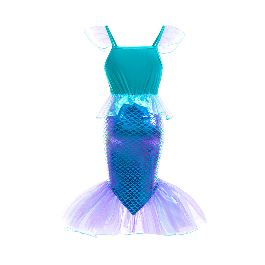 Mermaid Blue Dress For Kids Girl Princess Ariel Fishtail Gown For Girls ...
