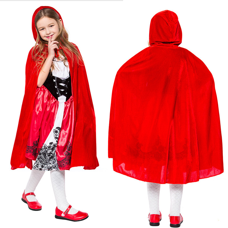 Little Red Riding Hood Cosplay Costume Cloak Dress For Kids Girl ...