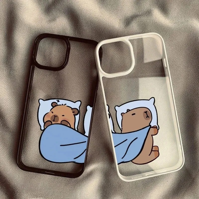 Cute Cartoon Capybara Couple Phone Case For iPhone 16 15 Pro MAX 11 14 ...