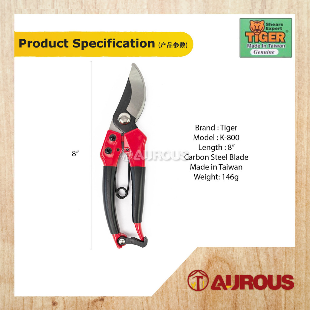 TIGER 8 INCH CURVED BLADE FLOWER CUTTER PRUNING SHEARS K-800 | Shopee ...
