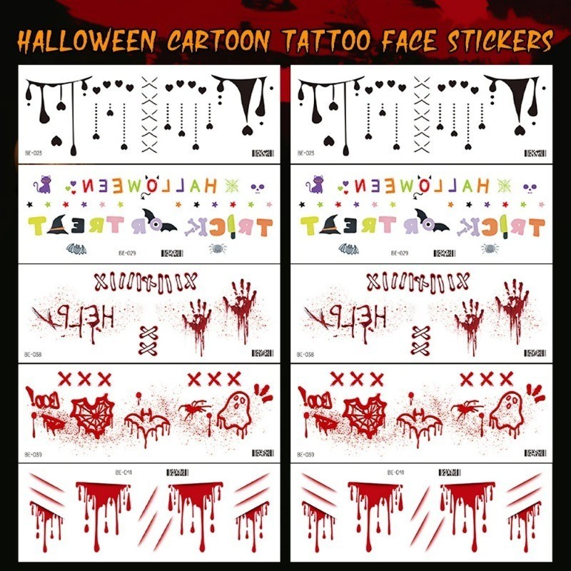 Scary Halloween Face Stickers Temporary Fake Wounds 3D Gory Bloody ...