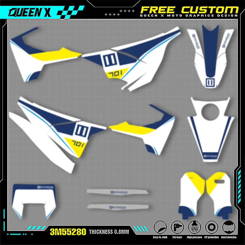 QUEEN X MOTO Custom Team Graphics Decals Stickers Kit For Husqvarna ...