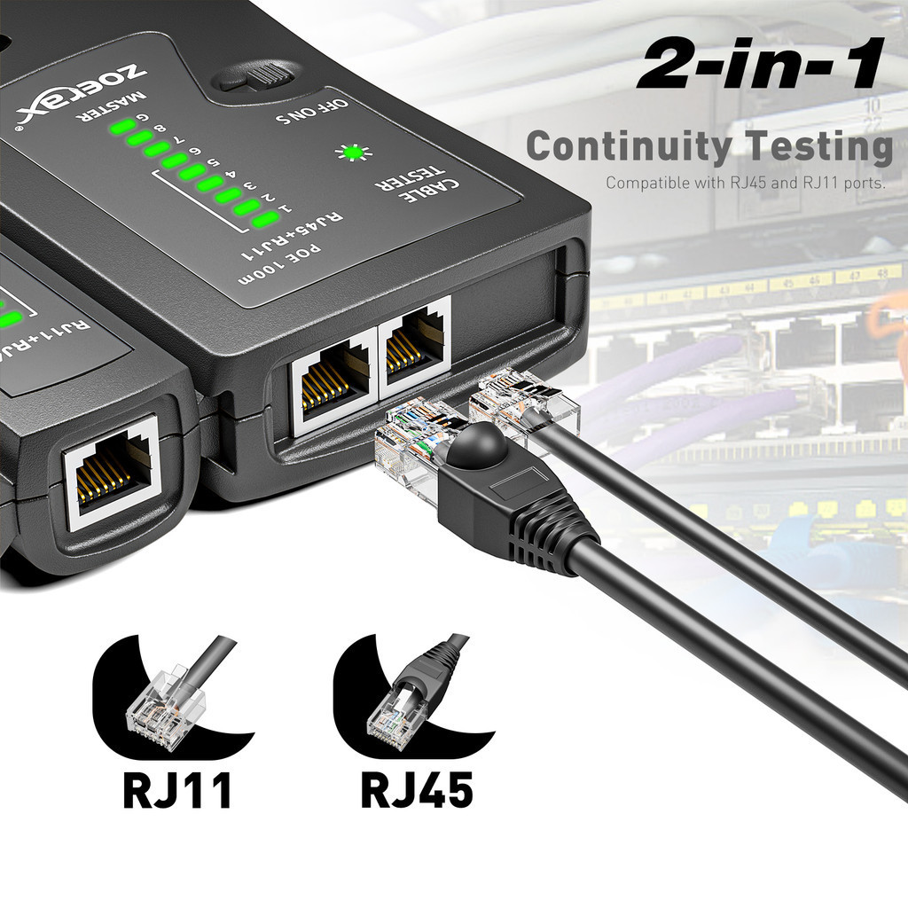 ZoeRax Network Ethernet Cable Tester for LAN RJ45 Cat5 Cat5e Cat6 Cat6a ...