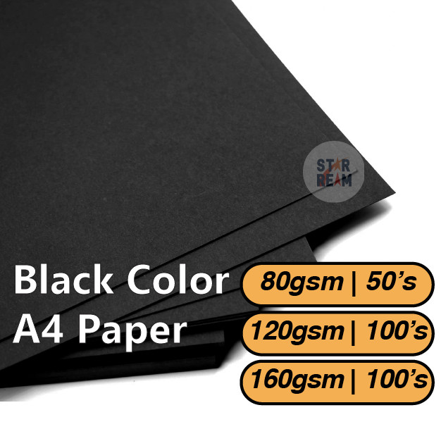 Black Color A4 size 80g 120g 160g | Kertas Hitam/ Black Colour Paper ...