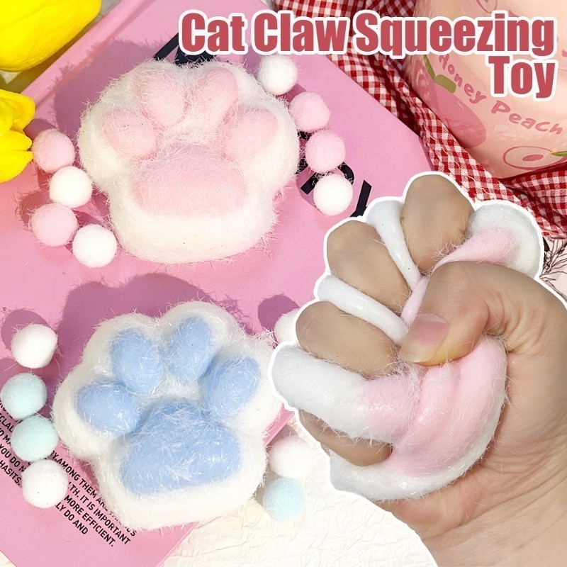 Cat Paw TPR Slow Rebound Toy - Cute Plush Cat Paw Squeeze Toy - Mini ...
