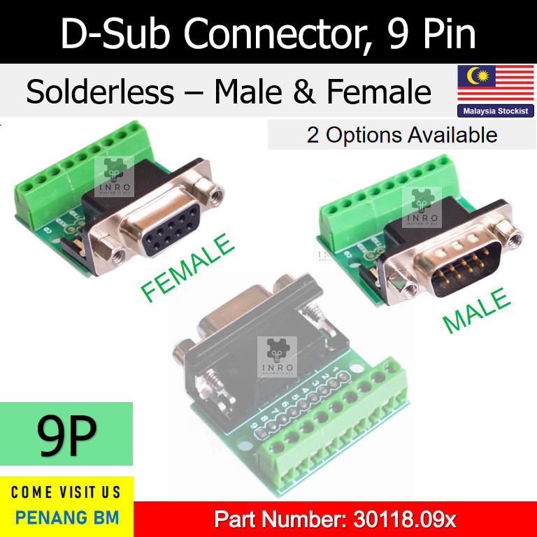 [Solderless] 9P Male / Female DB9 D-Sub Solderless Connector 9 Pin ...