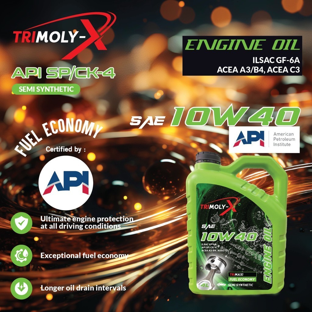 TRIMOLY-X TRIMOLYX 10W40 SEMI SYNTHETIC ENGINE OIL SP/CF 4L Car ...