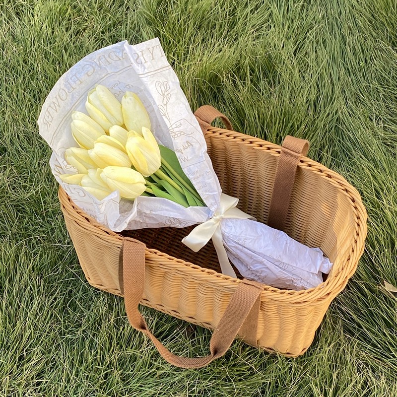 Sundries Basket with Handle Handmade Rattan Picnic Basket ...