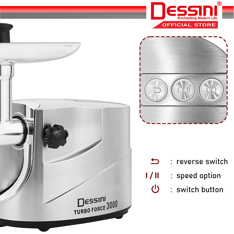 DESSINI ITALY 3000W Stainless Steel Electric Meat Grinders Sausage ...