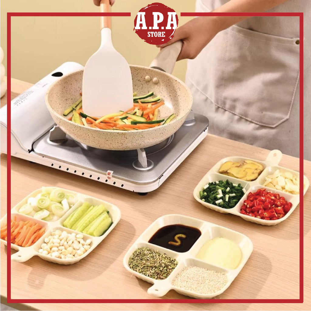 APA 4 Grid Side Dish Compartment Square Tray Serve Fruits Sauce ...