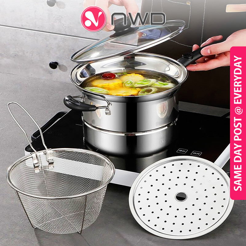 𝗥𝗔𝗣𝗜𝗗 𝗖𝗢𝗢𝗞𝗜𝗡𝗚 》Multipurpose Stainless Steel Deep Fryer Pot Strainer ...