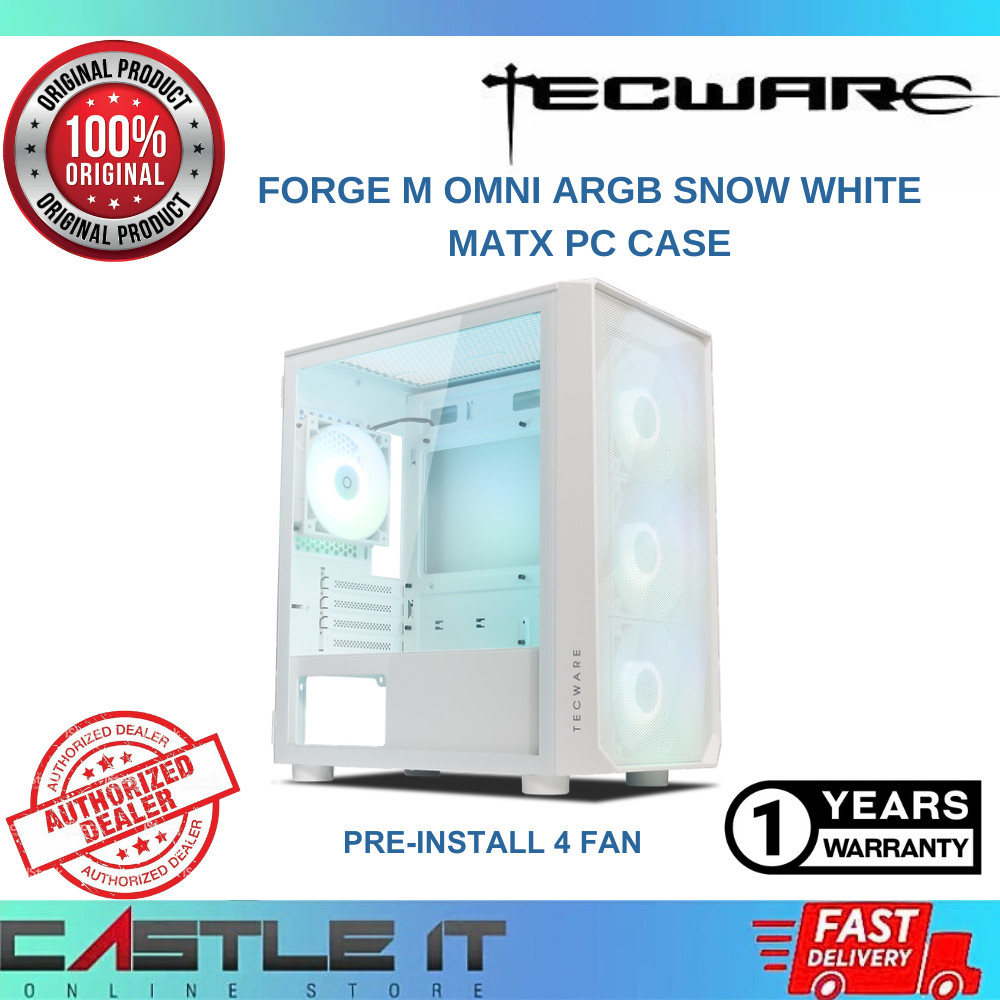 Tecware Forge M Omni ARGB Snow White MATX Desktop Casing Case Chassis ...