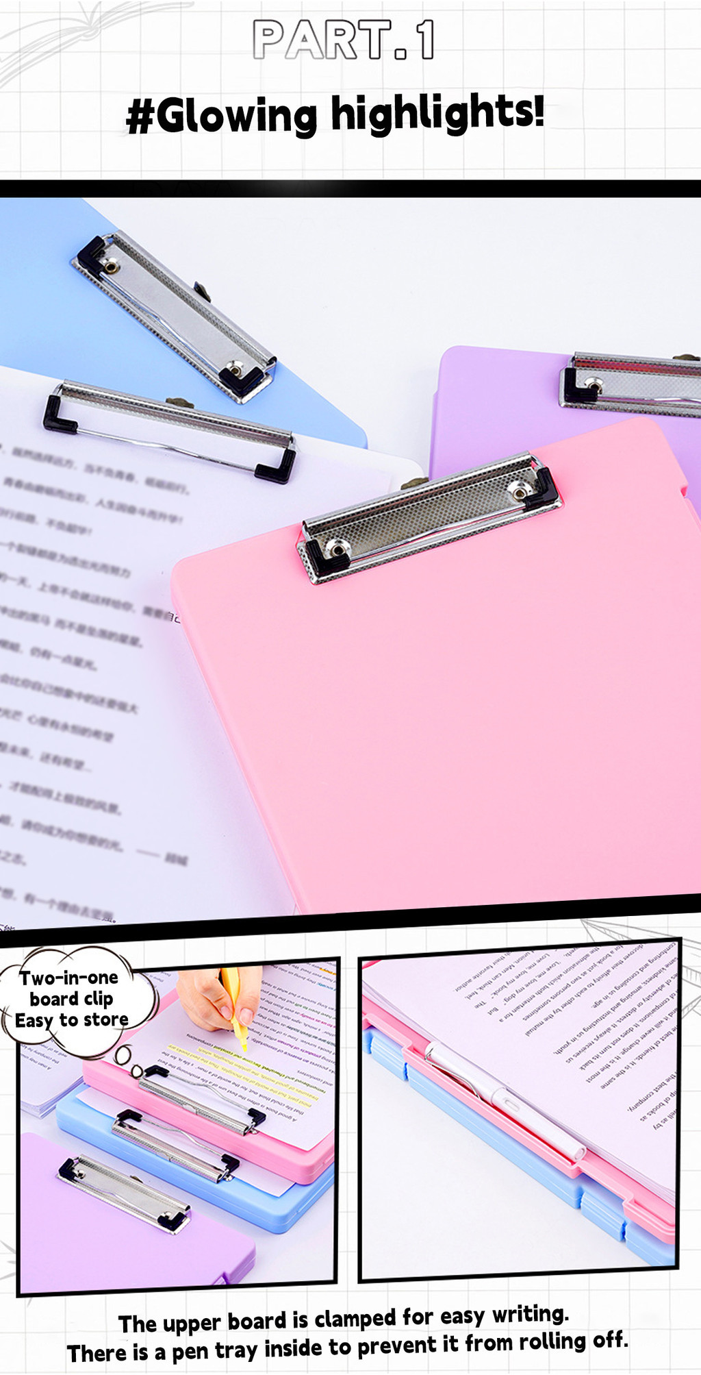 File Box A4 Transparent Data Box PP Plastic Morandi Color Dormitory ...