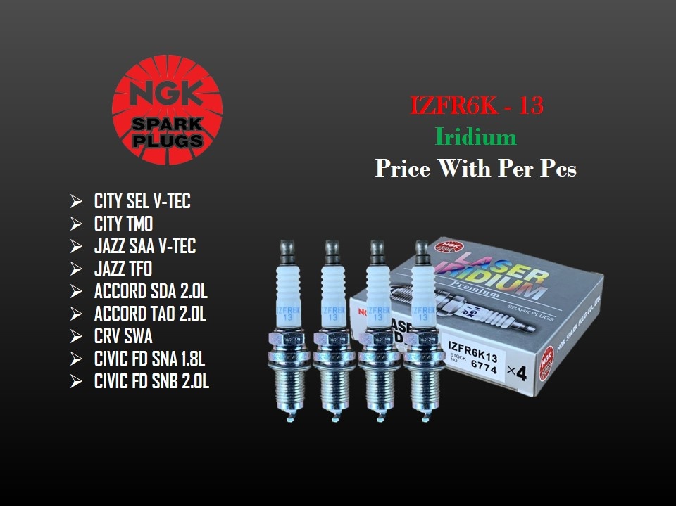 IZFR6K-13 NGK Laser Iridium Spark Plug - City SEL V-TEC TMO Jazz SAA V ...