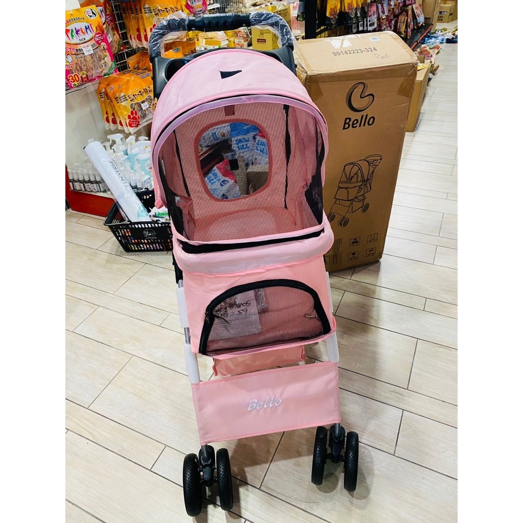 Bello 4 Wheel Foldable Trolly Pet Stroller for Dog and Cat 2 Layer ...