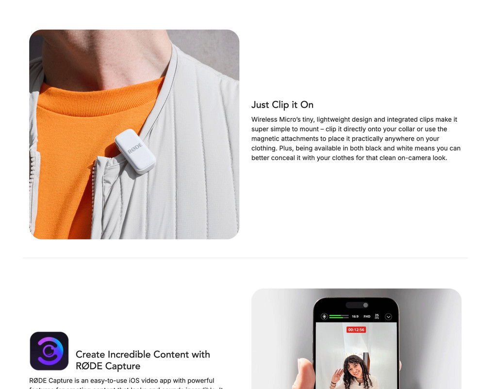 RODE Ultra-compact Wireless Microphone with Two Mics and Charge Case ...