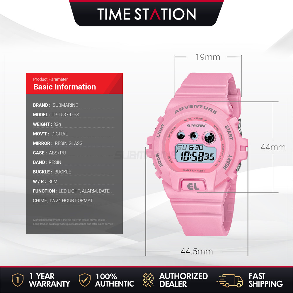 Submarine Digital Watch Women Waterproof Watch LED Light Alarm ...