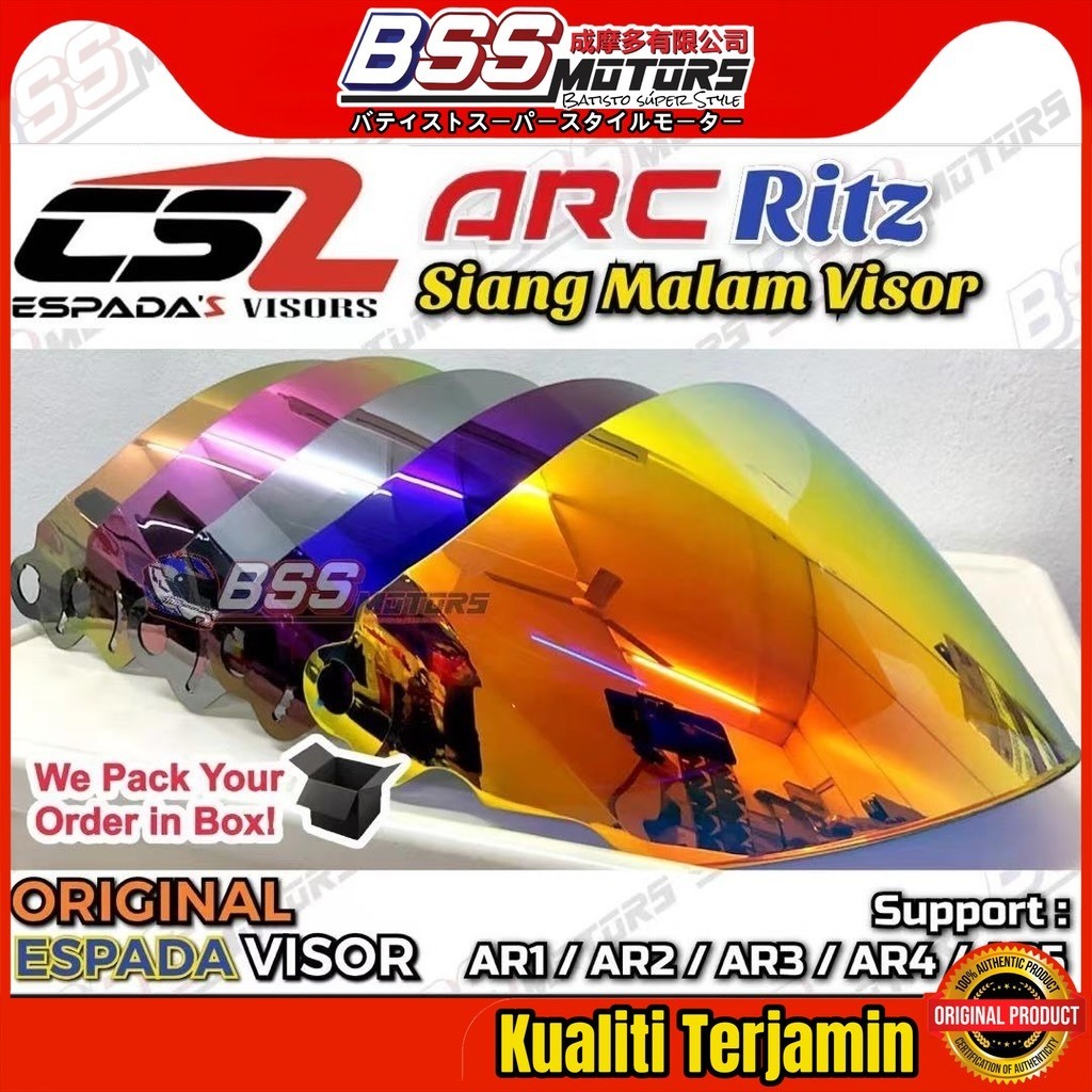 Ritz Siang Malam Helmet Visor Original ESPADA CS2 AKILA Crystal Gold ...