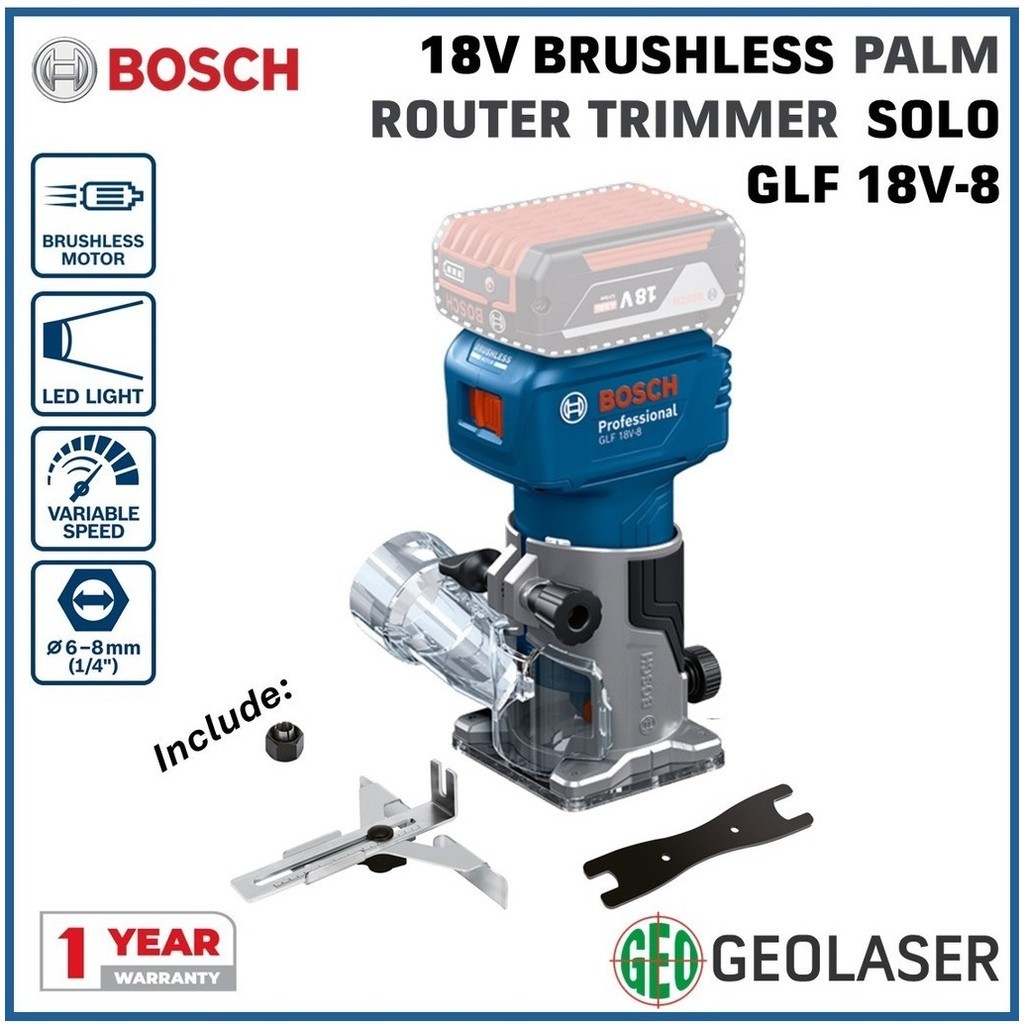 BOSCH 18V GLF 18V-8 BRUSHLESS PROFESSIONAL ROUTER / TRIMMER - SOLO BARE ...