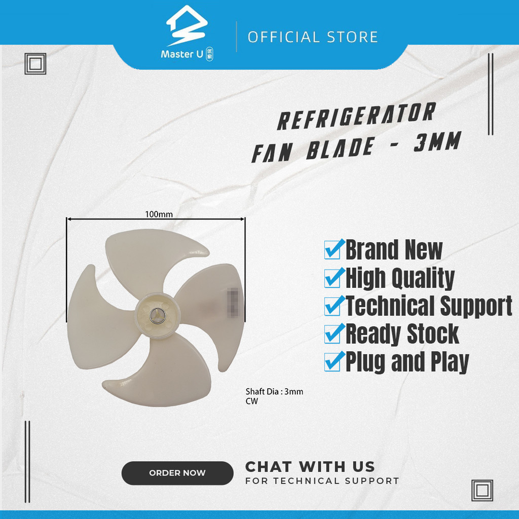 REFRIGERATOR FAN BLADE FB09 CW 100mm Hole Diameter : 3mm/4mm | Shopee ...